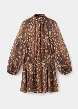Mango Robe imprim&eacute;e col montant marron - Femme - XS - MANGO