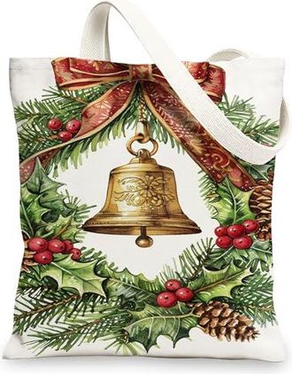 Generic Sacs fourre-tout en toile de vacances, sacs de courses réutilisables, respectueux de lenvironnement et légers, blanc, 13x15 Inch