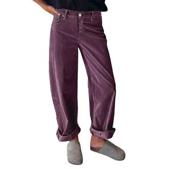 Generic Pantalon en velours côtelé pour femme - Coupe droite - Taille haute - Décontracté - Léger et respirant - Pantalon en velours côtelé confortable - Pant