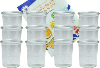MamboCat 12er Set Weckgläser Sturzglas 160 ml I Original Weck Sturzglas Dessertglas I Einweckgläser für Kuchen Gelees UVM I Sturzgläser ohne Deckel inkl. Diama