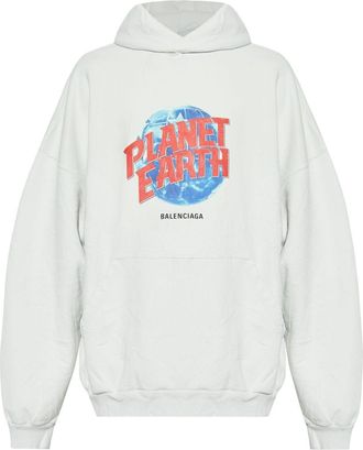Balenciaga Planet Earth Hoodie - Wei&szlig;