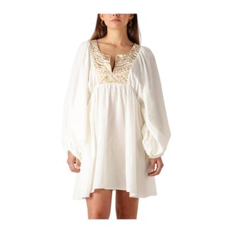 Greek Archaic Kori Mini Hemdkleid - - Dresses - Damen - Wei&szlig; - S