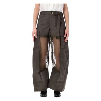 sacai Sheer Detail Cargo Pants - - Trousers - Damen - Gr&uuml;n - L
