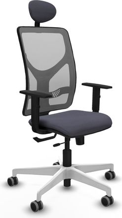 Piqueras y Crespo Computerstuhl mit 1D-Armlehnen, h&ouml;henverstellbarer Lendenwirbelst&uuml;tze und festem Kopfteil, ausgestattet mit Syncro/Traslack und Schneideschaum, Grau/D