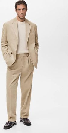 Mango Blazer regular-fit velours c&ocirc;tel&eacute; beige - Homme - 46 - MANGO MAN