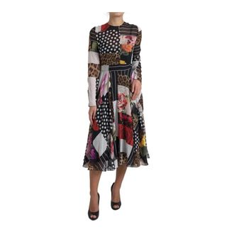 Dolce & Gabbana Blumen Leoparden Patchwork Kleid - - Dresses - Damen - Mehrfarbig - XL