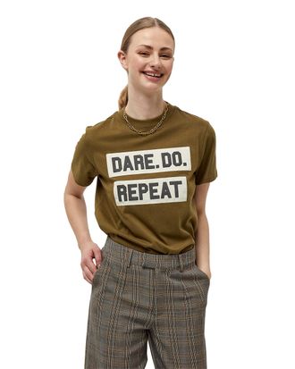 Desires Womens,A Dare Tee, 3611P MILITARY OLIVE PR,XS