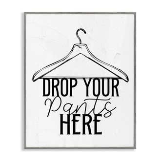 Stupell Industries Drop Pants Here mit Aufhänger, gerahmt, Giclée-Kunst, Design von Kim Allen, 76,2 x 61 cm, Weiß