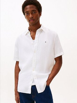 Tommy Hilfiger Chemise en lin d&eacute;lav&eacute; &agrave; manches courtes