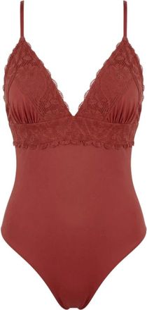 Miss Bikini Femme, Maillots de bain, Brun, Taille: 40 FR Triangle une-pi&egrave;ce avec d&eacute;tails floraux au crochet