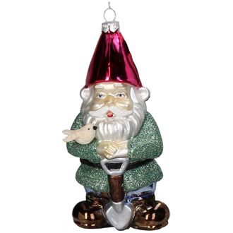 HD Collection Christbaumschmuck Glas 7,8cm - Gartenzwerg mit Spaten zum Aufh&auml;ngen - Weihnachtsbaum Anh&auml;nger f&uuml;r Weihnachten - Christbaumanh&auml;nger & Weihnachtsbaumsch