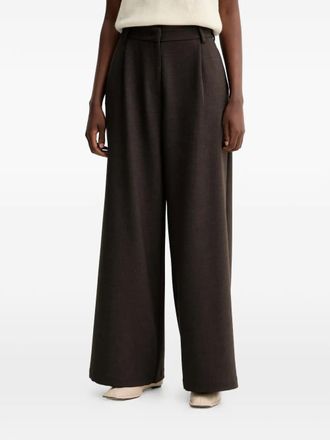 Sessun pleated wide-leg trousers - Marron
