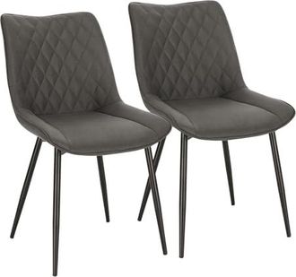 Woltu Chaise de Salle &agrave; Manger Lot de 2, Chaises de Salon Scandinaves, pour Salle de S&eacute;jour, Chambre &agrave; Coucher, Cuisine, en Tissu Leathaire et M&eacute;tal, Gris F