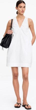 Arket Gerafftes Kleid Mit V-Ausschnitt -Wei&szlig;