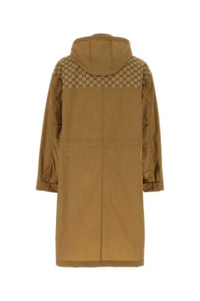 Gucci Mens Biscuit Nylon Jacket Camel Exterior: Trench