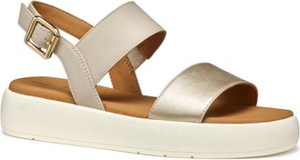 Geox Damen D CAMALEI A Flat Sandal, Lt Gold/Beige, 39 EU
