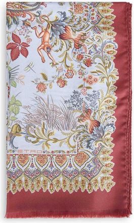 Etro Femme, Accessoires, Multicolore, Taille: ONE Size Foulard en soie avec motif de flore et de faune