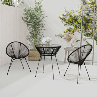 vidaXL 3-tlg. Garten-Essgruppe Schwarz - Vidaxl
