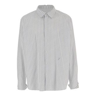 Jacquemus Gestreiftes Baumwollhemd mit Logo - - Shirts - Herren - Wei&szlig; - XL