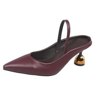 Generic Escarpins &agrave; bout pointu pour femme - Talon moyen - Dos nu - Pour bureau, soir&eacute;e, f&ecirc;te, rouge vin, 40.5 EU