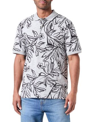 Jack & Jones Herren Jorlafayette AOP Ss Polo Poloshirt, Cloud Dancer, S