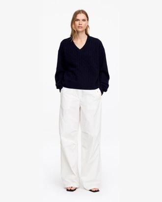 Arket Baumwollhose Mit Knieabn&auml;hern -Wei&szlig;