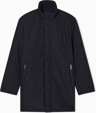 A|X Armani Exchange Mens Essential, Covered Closure down Side Logo Patch Trenchcoat, Black, M