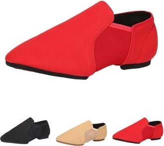 Generic Chaussures de danse jazz à enfiler pour femme en cuir avec élastique solide, haute durabilité, semelle souple pour tango latin, chaussures de fête, Ro