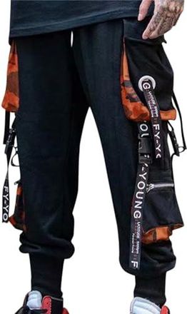 Generic Pantalon de jogging baggy hip hop - Pantalon de sport pour homme avec plusieurs poches - Pantalon de loisirs - Grandes tailles - Pantalon dext&eacute;rieur a