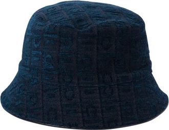 Ferragamo Caps & M&uuml;tzen - Textured Blue Bucket Hat - Gr. 57 - in Blau - f&uuml;r Damen