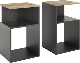 Vicco Nachttisch Elios, Anthrazit/Goldkraft Eiche, 2er Set