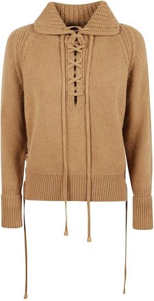 Ermanno Scervino Femme, Pulls, Brun, Taille: 34 FR Pull en Cachemire Pur avec Tressage Artisanal