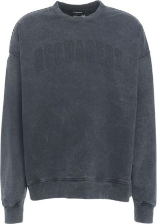 Dsquared2 Homme, Sweatshirts et sweats &agrave; capuche, Gris, Taille: S SweaT-shirt Bleu avec Logo Aw25