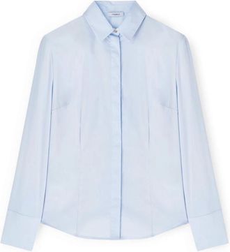 Motivi Femme, Blouses et Chemises, Bleu, Taille: 44 FR Chemise en popeline avec boutons cach&eacute;s