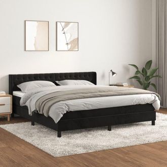 vidaXL Vidaxl - Lit à sommier tapissier et matelas Noir 160x200 cm Velours