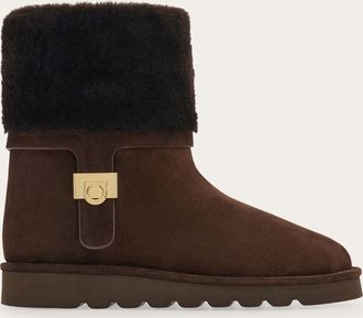Ferragamo Damen Stiefelette mit Hug-Schnalle Braun Gr&ouml;&szlig;e 36.5