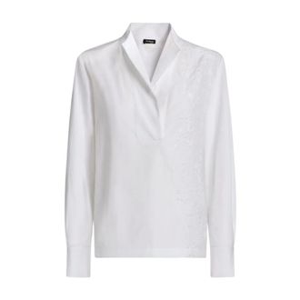 Kiton Reines Baumwollhemd mit Ton-in-Ton-Stickerei - - Blouses & Shirts - Damen - Wei&szlig; - L