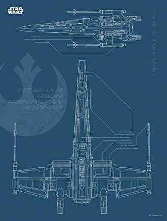 Komar Wandbild | Star Wars Blueprint X-Wing | Kinderzimmer, Jugendzimmer, Dekoration, Kunstdruck | ohne Rahmen | WB179-30x40 | Größe: 30 x 40 cm (Breite x H