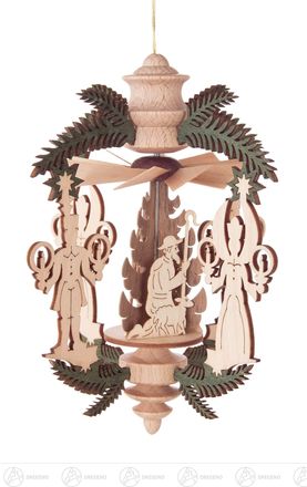 Dregeno Seiffen eG Seiffen eG H&auml;ngepyramide Zweig/Engel und Bergmann Christi Geburt