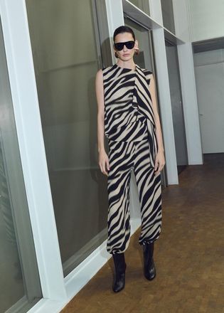 Mango Blouse imprim&eacute;e avec foulard noir - Femme - S - MANGO