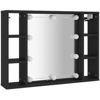 vidaXL Spiegelschrank mit led Schwarz 76x15x55 cm Vidaxl