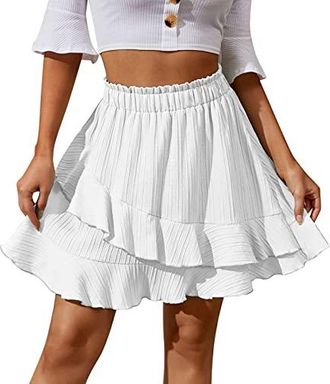 Generic Jupe plissée courte noire pour femme : jupe plissée pour femme bleu midi jupe portefeuille volants ourlet jupe en tulle asymétrique ourlet jupe midi t