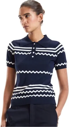 Cynthia Rowley Femme, Tops, Bleu, Taille: 40 FR Polo en maille court Ziggy