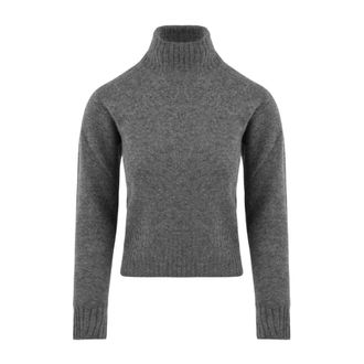 SOLOTRE Rollkragenpullover mit weitem Ausschnitt - - Knitwear - Damen - Grau - L