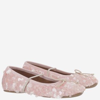 P&egrave;P&egrave; Girls Ballerina Flats Onyx Sequin Pink Sequins