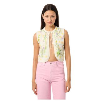 Manoush Handgefertigtes florales Bolero mit Tunnelzugkragen - - Tops - Damen - Mehrfarbig - M
