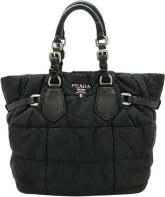 Prada Pre-owned Sac Cabas Logo en Nylon et Cuir Bn1583 - Femme - Pre-owned - Noir - Taille: ONE Size