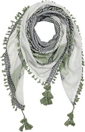 Freak Scene Foulard &eacute;l&eacute;gamment d&eacute;taill&eacute; au style Pali - couleur naturelle - vert olive - 120 x 120 cm - motif 1 - Shemagh - foulard Arafat palestinien - keffieh e