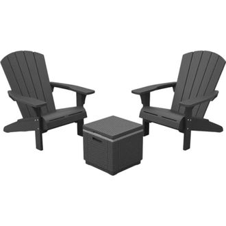 Keter Troy Adirondack Gartenstuhl 2er-Set + Allibert Ice Cube Tisch mit K&uuml;hlfach