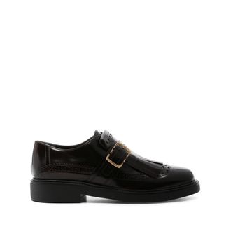Tod's Burgundy Fringed Calf Leather Loafers - - Shoes - Damen - Rot - 37 EU